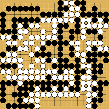 Ranked, 19x19, Japanese rules, byo-yomi clock: 1wk+10x 1d, pause on ...